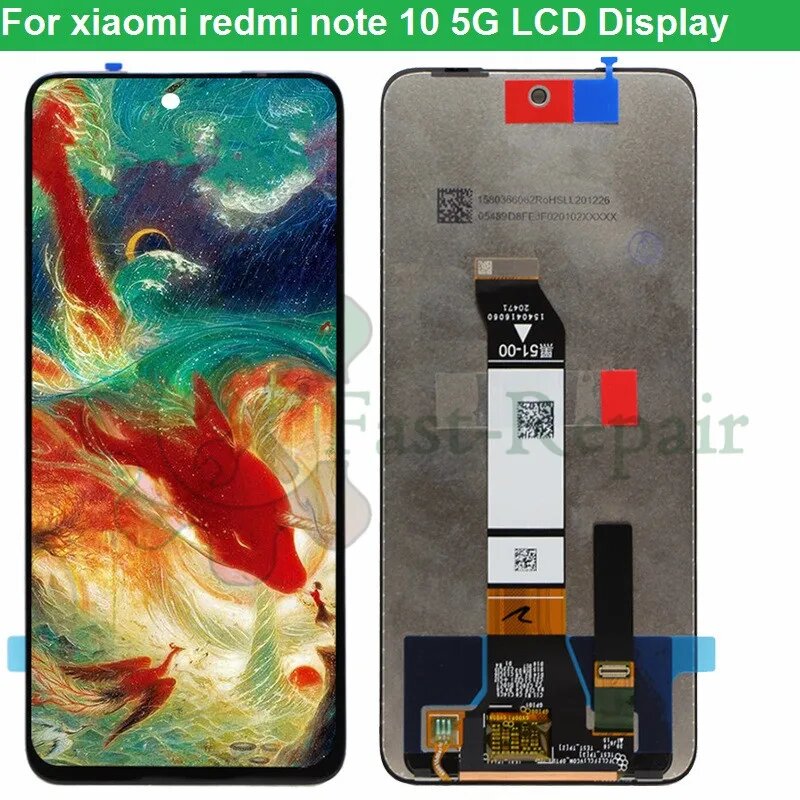 100% протестированный оригинальный ЖК-дисплей для Xiaomi Redmi Note 10 5G, black with frame