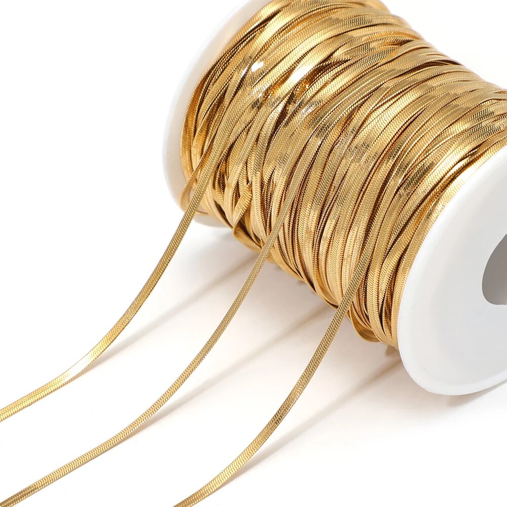 Цепи-чокеры из нержавеющей стали 2 м золотистые бохо Gold 6mm