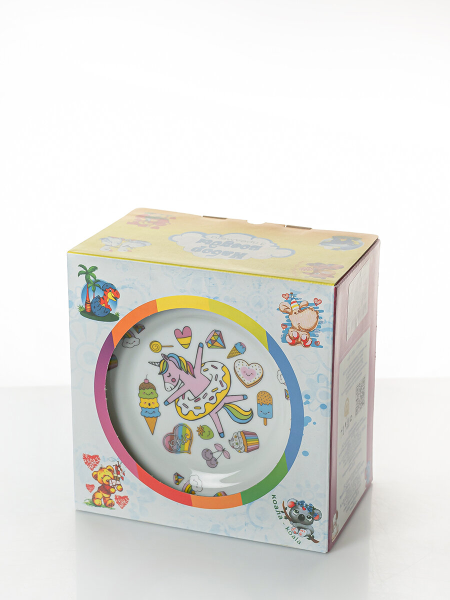 Набор детской посуды "Единорожки" Добрушский фарфоровый завод, 3 предмета, фарфор