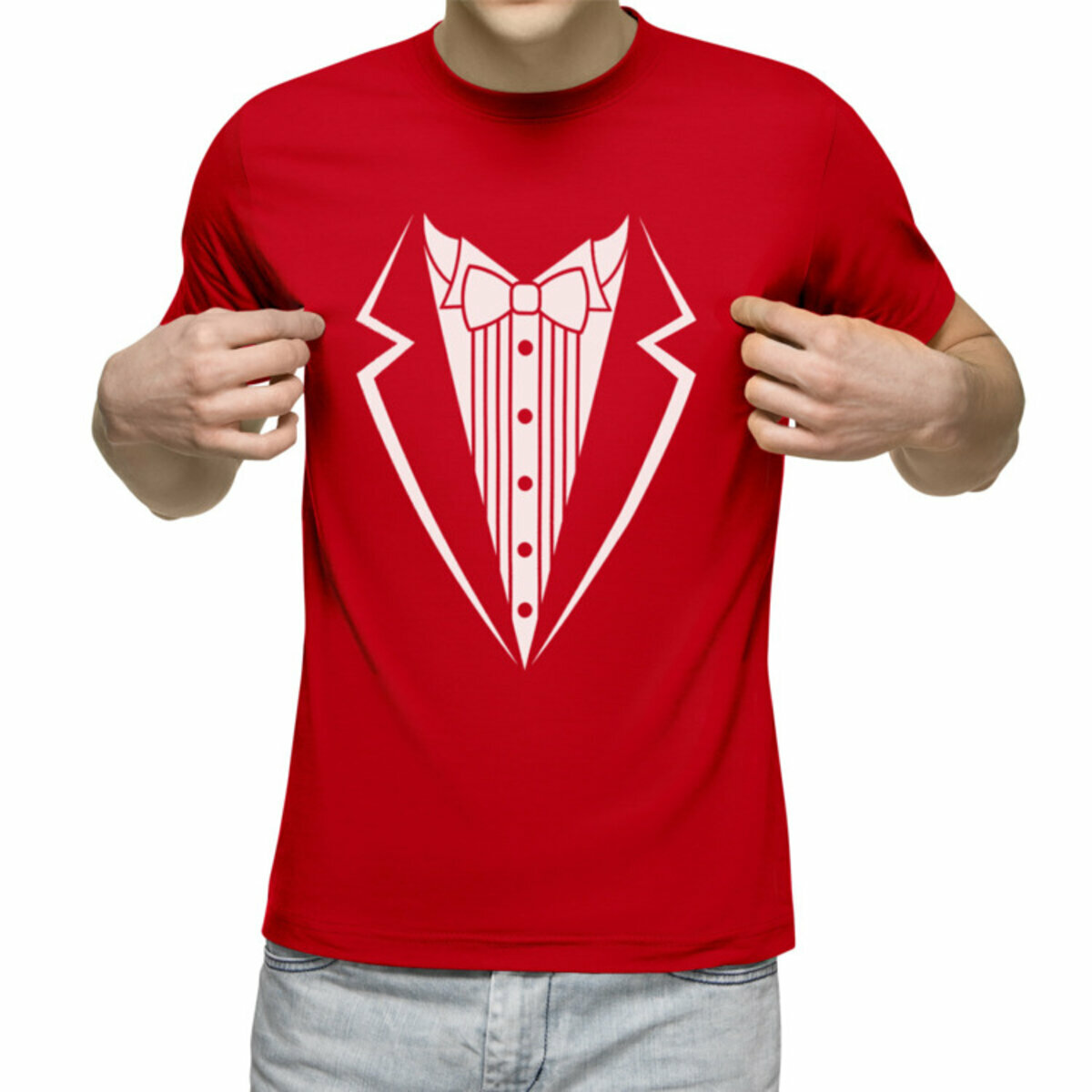 Мужская футболка «смокинг в виде смокинга галстук бабочка косплей» (красный, XL)