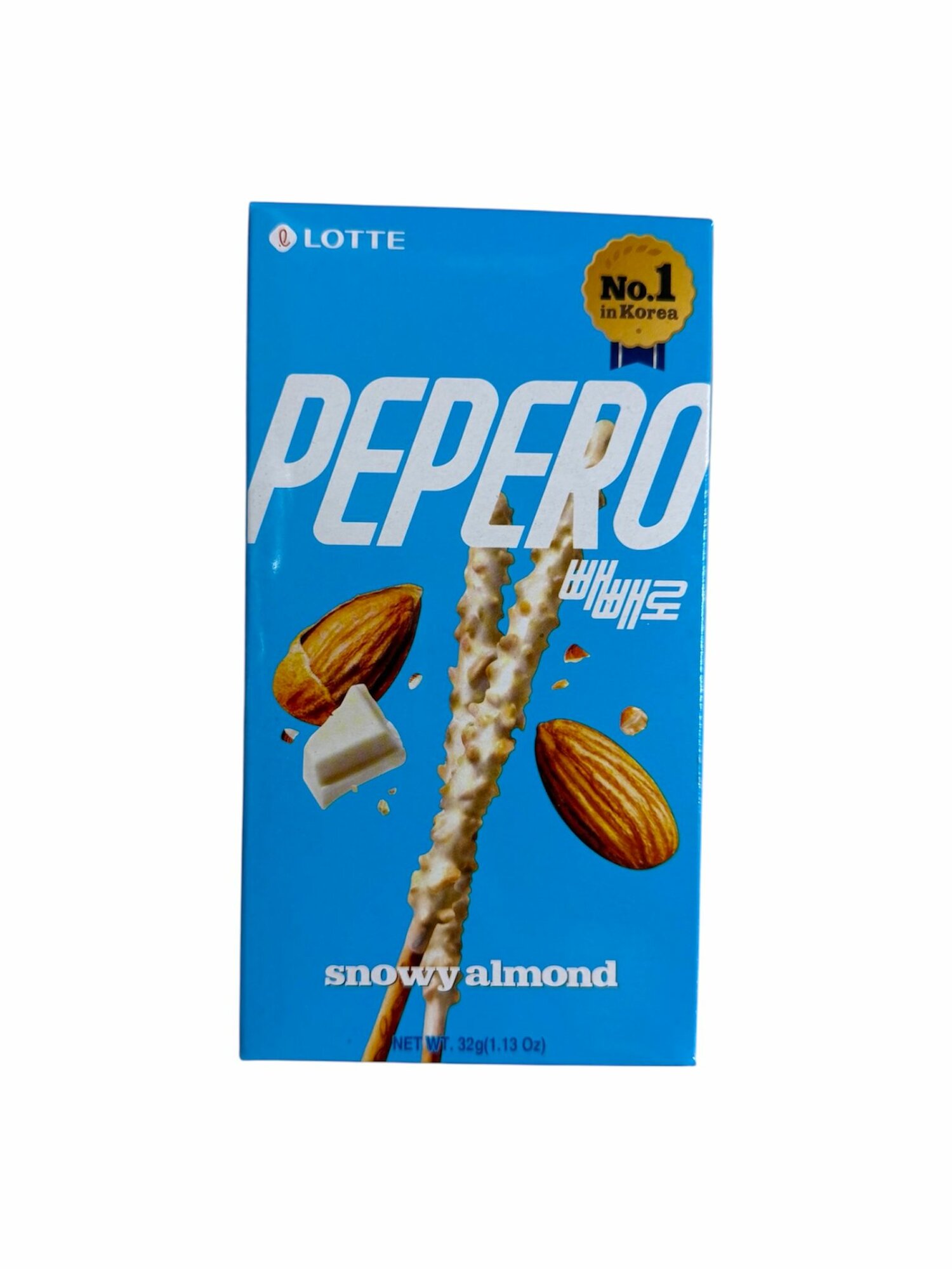 LOTTE Pepero Палочки бисквитные в белом шоколаде с миндалем 32 гр / голубая