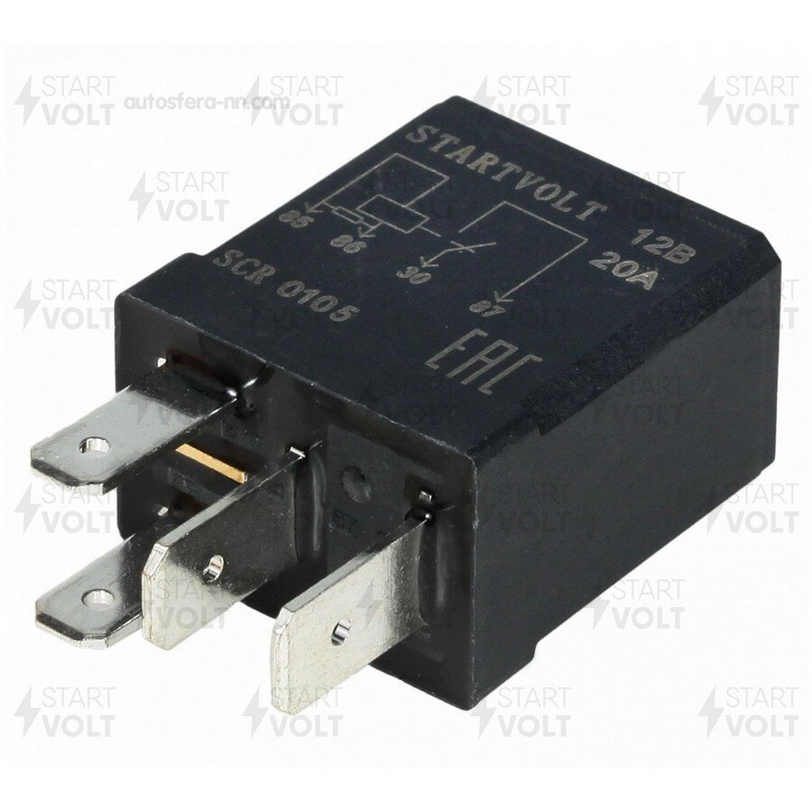 STARTVOLT SCR0105 Реле автомобильное 4 конт. 12V 20A (с резистором) (SCR 0105)