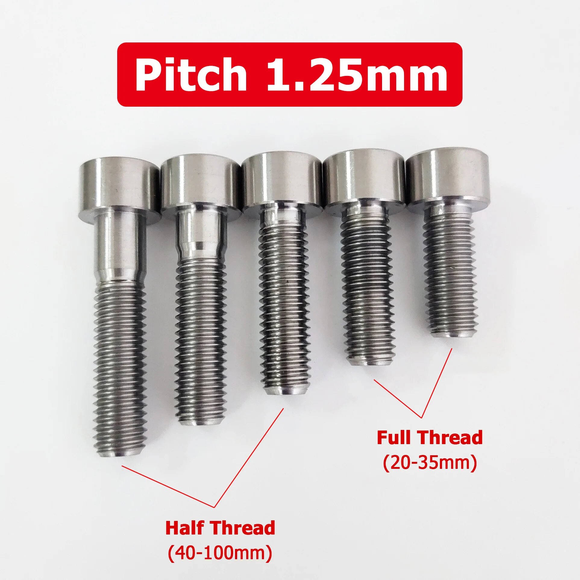 GooBetter титановые болты M12 с шестигранной головкой M12x50mm(Thread 36), Pitch 1.25mm