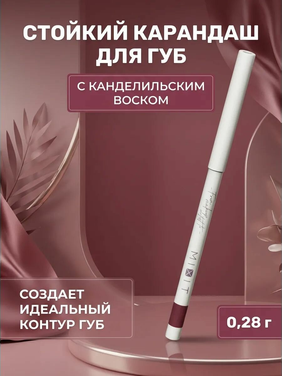 Стойкий карандаш для губ № 008 ripe red (бордовый), автоматический, MAKE UP с мягкой текстурой и высокой стойкостью, 0,28 г