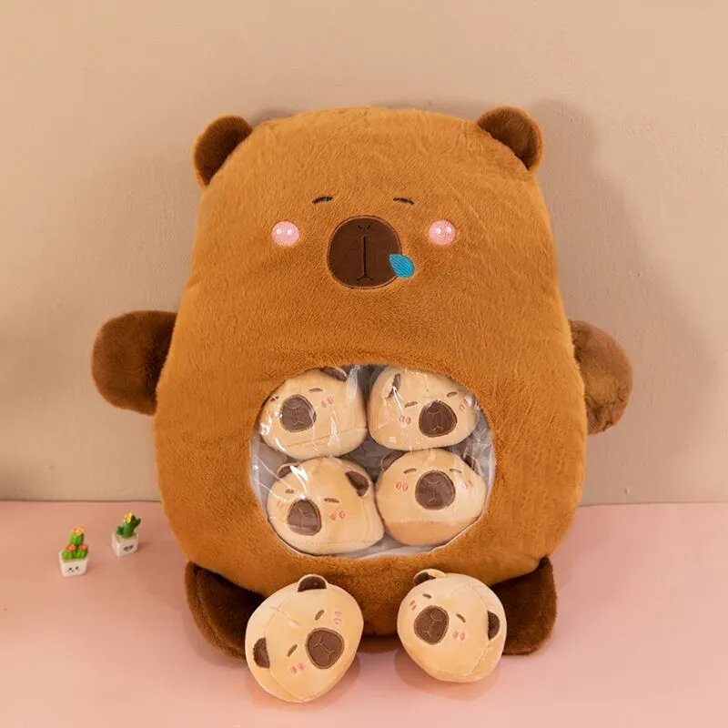 Мягкая Капибара игрушка подушка плюшевая с маленькими игрушками внутри мягкая
