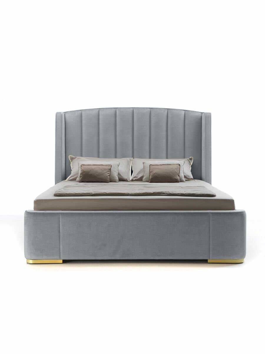 Двуспальная кровать Madison 140х200, с подъемным механизмом и ящиком для белья, серый