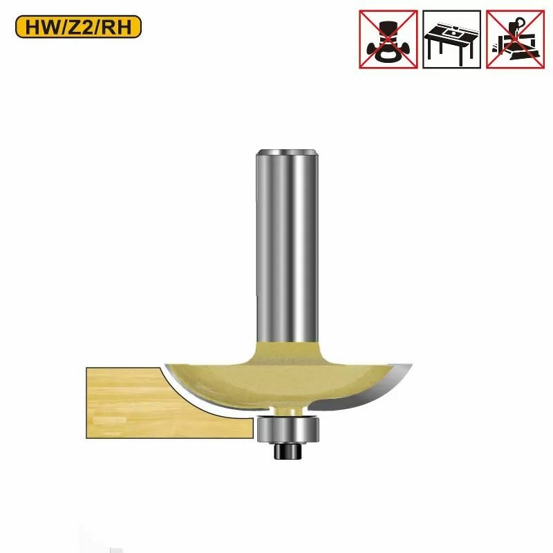 Фреза филёнчатая с нижним подшипником, D50.8 мм, I10.3 мм, S8x32 мм, Z2 Arden