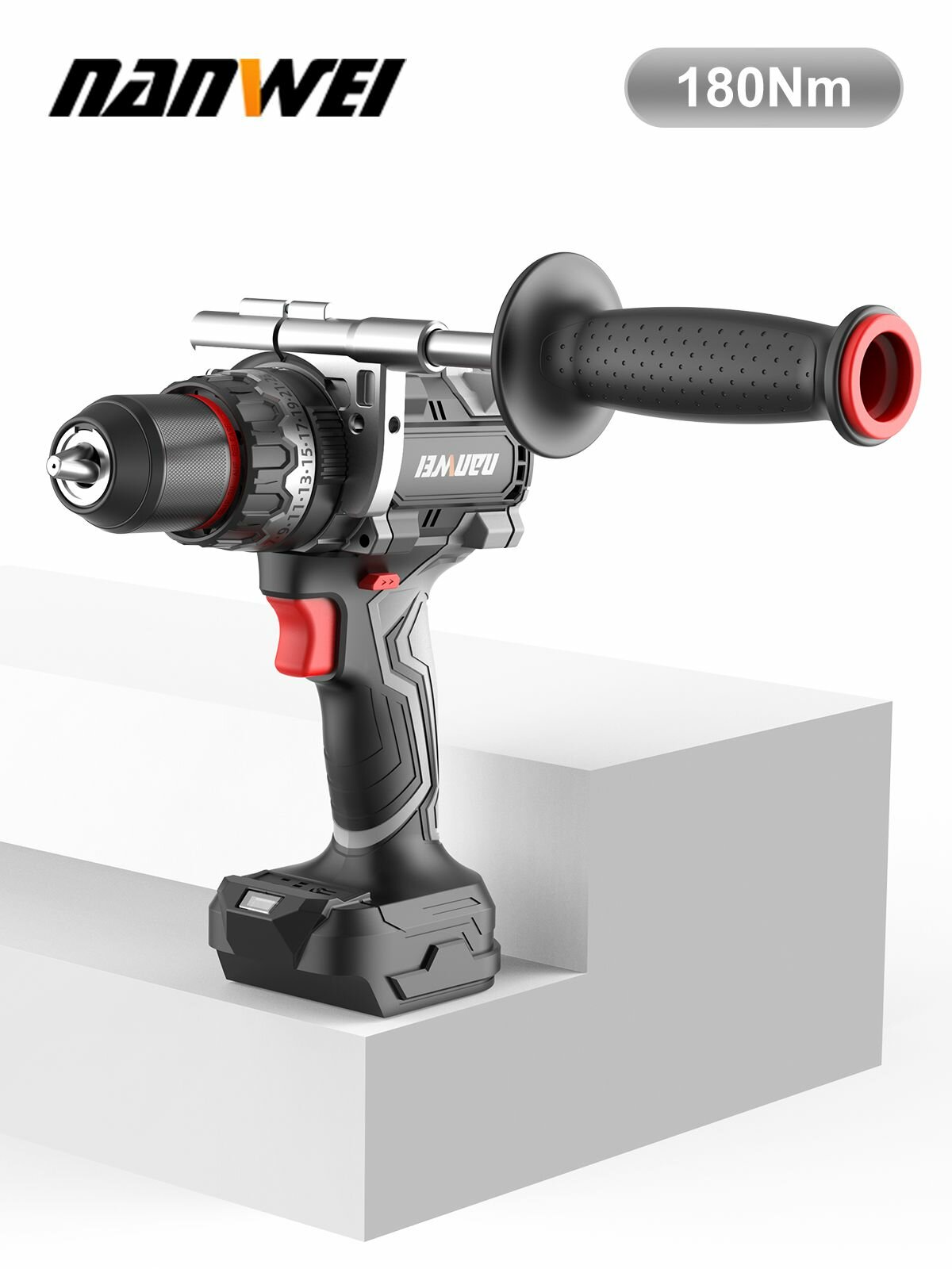NANWEI-D MT plug-in-20V Big Overlord 13 мм-180 НМ-бесщеточная ударная литиевая электрическая дрель (WM-D5218C-1)