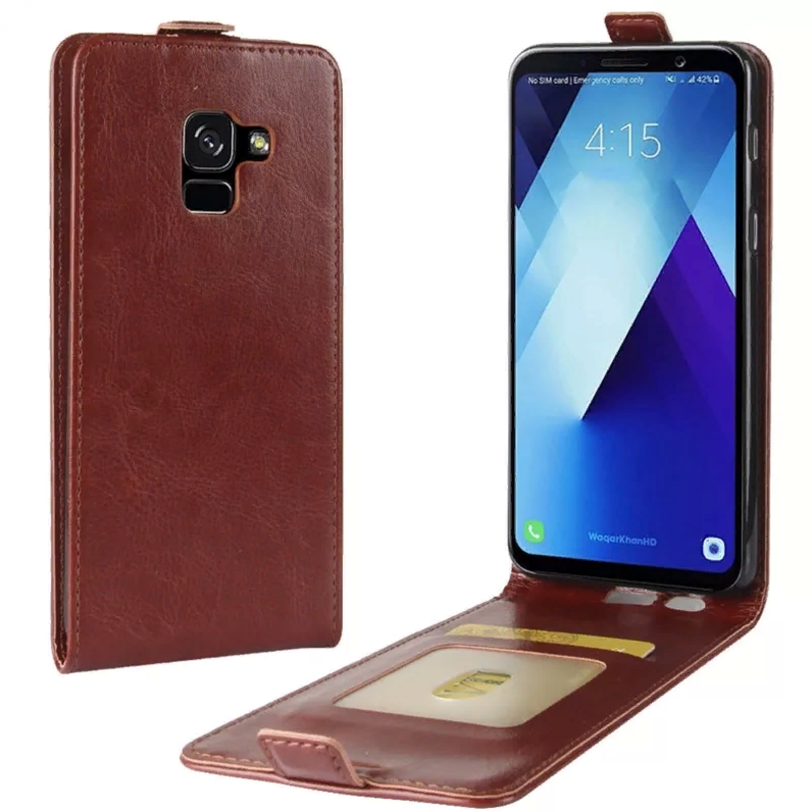 Чехол-флип MyPads для Samsung Galaxy A8 2018 с вертикальным откидным клапаном коричневый