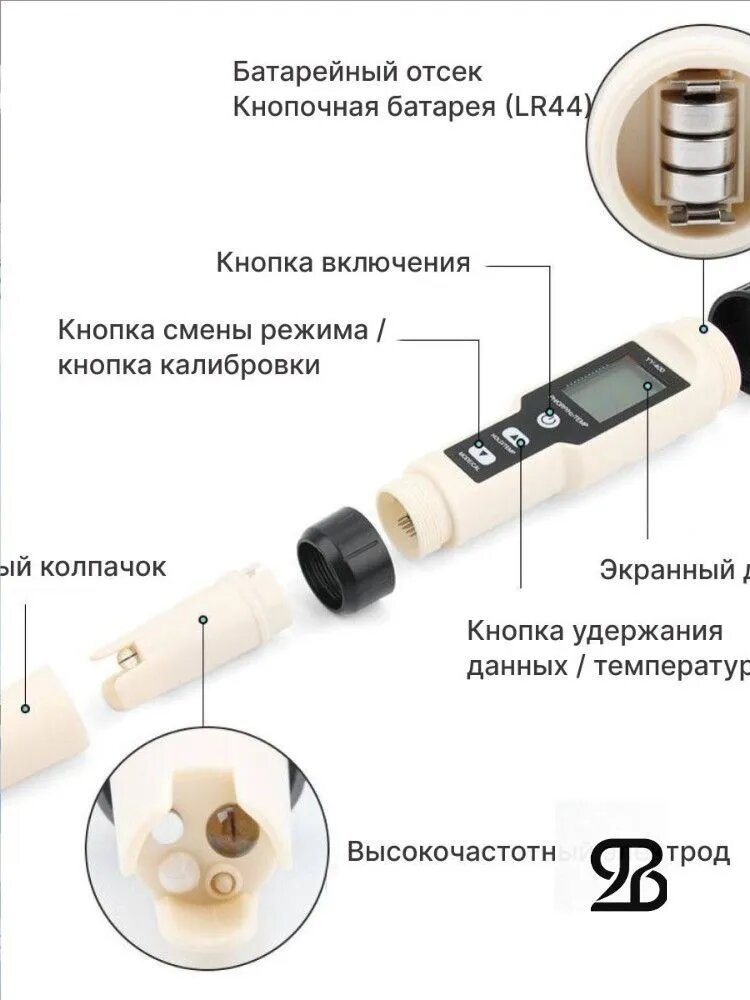 Цифровой тестер качества воды YY-400 для измерения водорода в воде, портативный прибор, черный — фото 1