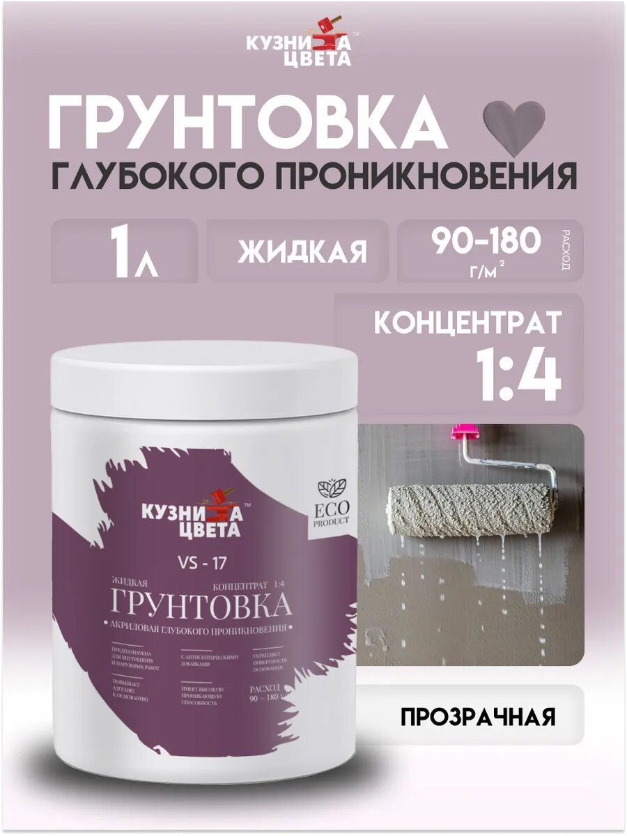 Грунтовка для стен, обоев концентрат 1л