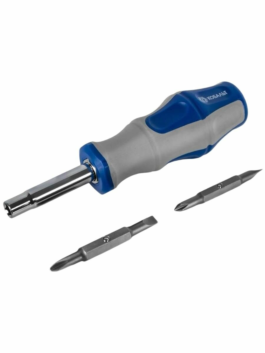 Отвертка рукоятка с набором двусторонних бит кобальт 646-645 Ultra Grip, CR-V (3 шт.)