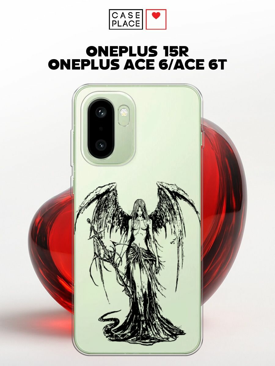Чехол на OnePlus 15R/Ace 6/Ace 6T / Ван Плас 15R/Эйс 6/Эйс 6T с принтом Темный ангел