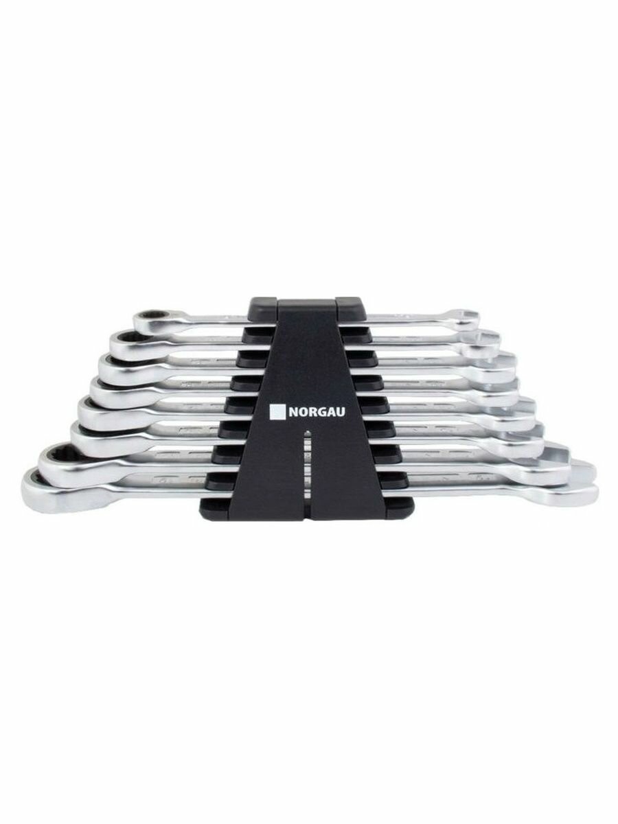 Набор гаечных ключей с трещоткой NORGAU Industrial HРM High precision machining, в пластмассовом держателе, 8 шт