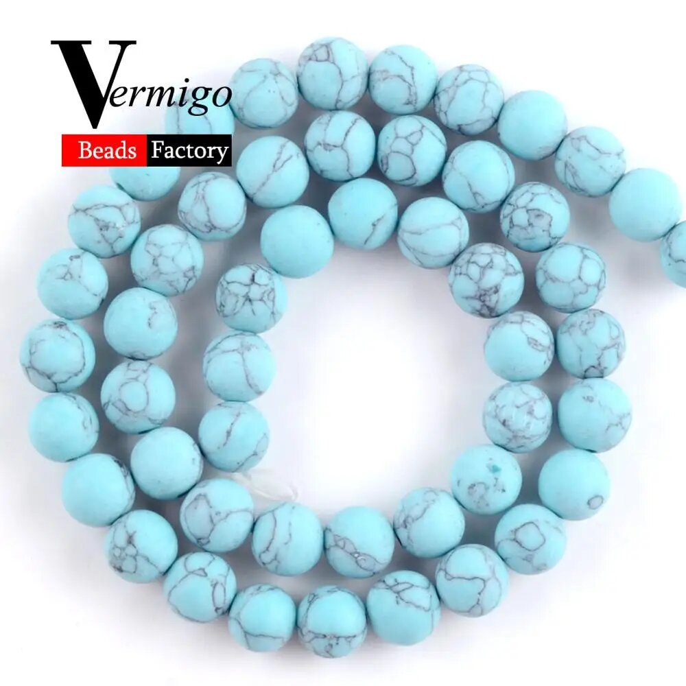 Vermigo тусклые голубые бусины из говлита 4-12 мм 8mm Approx 46pcs, Blue