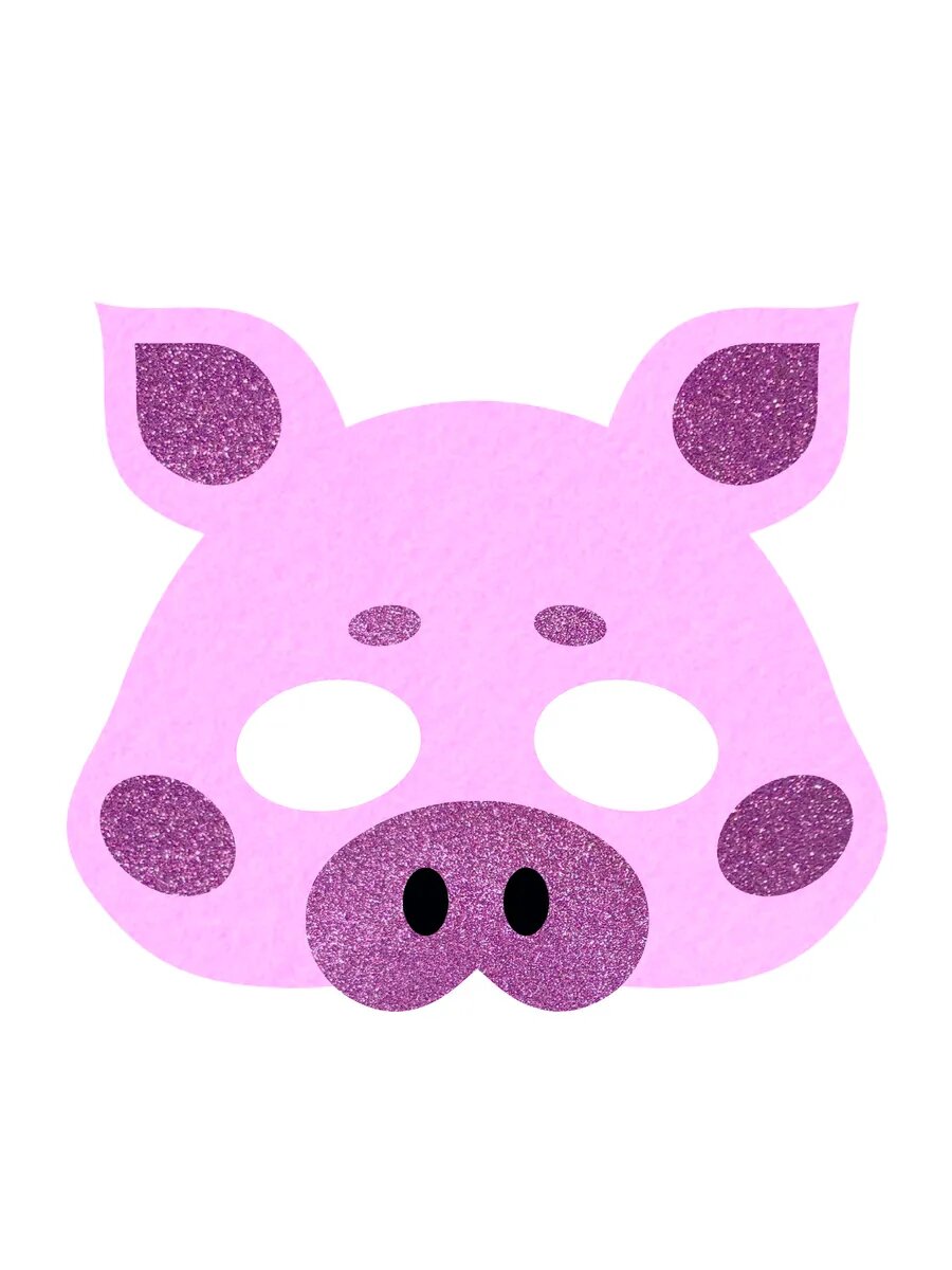 Новогодняя маска "Поросёнок", фетровая, коричневая, декоративная фоамиран, 17x21 см