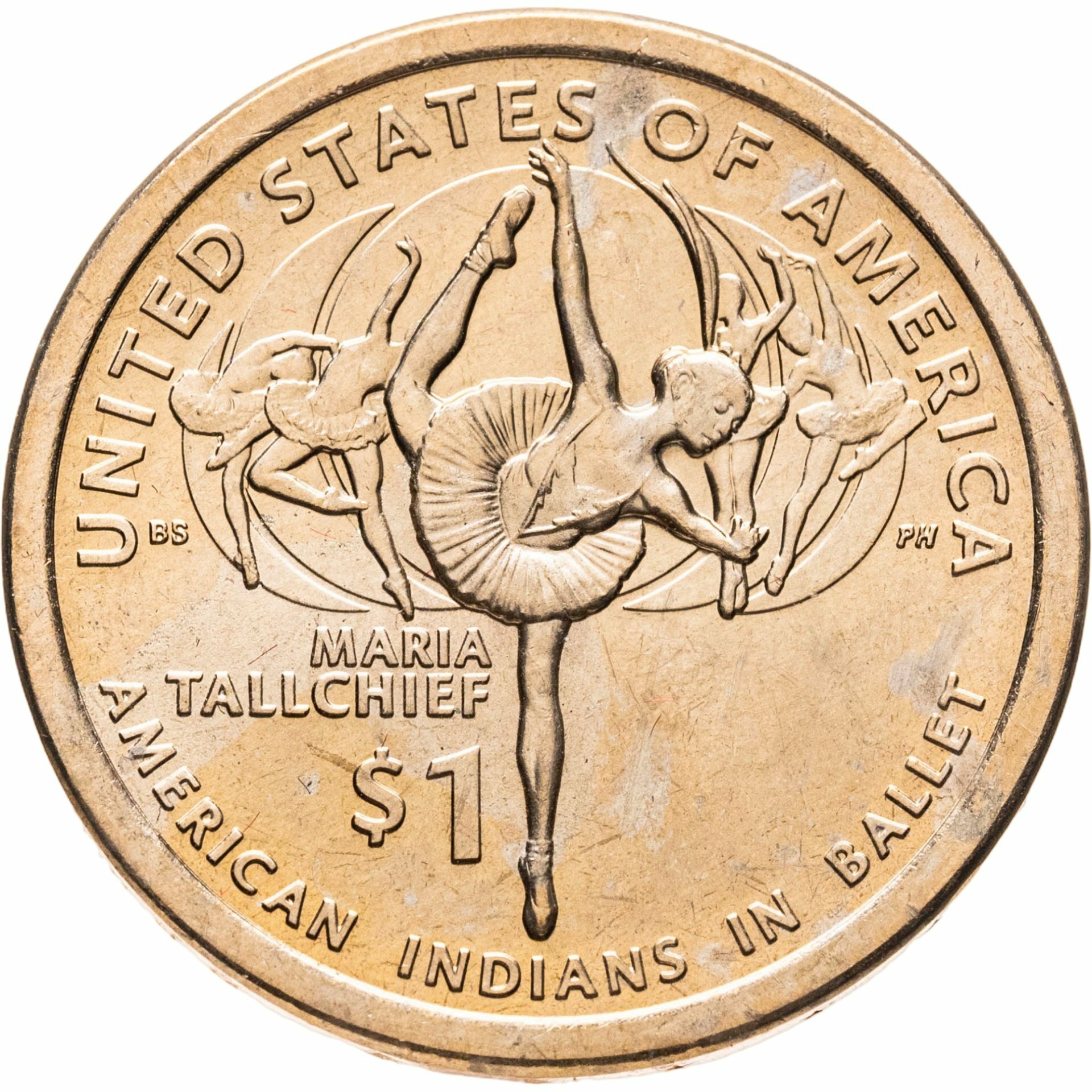 США 1 доллар dollar 2023 P "Коренные Американцы - Мария Толчиф и американские индейцы в балете", Медь, в сохранности AU
