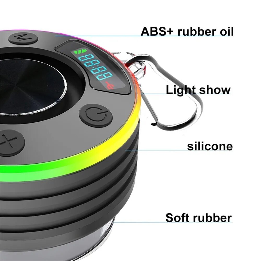 Bluetooth Speaker Waterproof Portable Wireless LED Shower Speaker USB Charging — фото 1