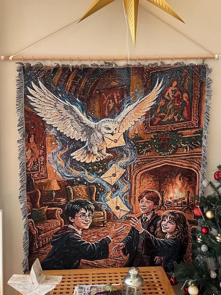 Плед Harry Potter, хлопок и полиэстер, 160x130 см, для гостиной, с рисунком Совы