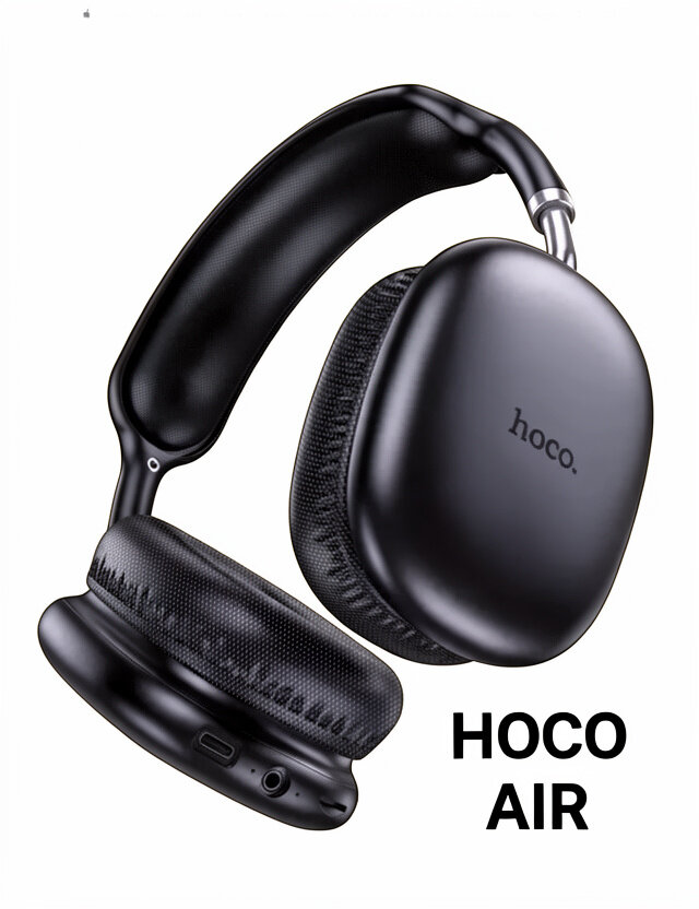 Наушники беспроводные HOCO Air, накладные, черные, IP22, время работы до 45 ч