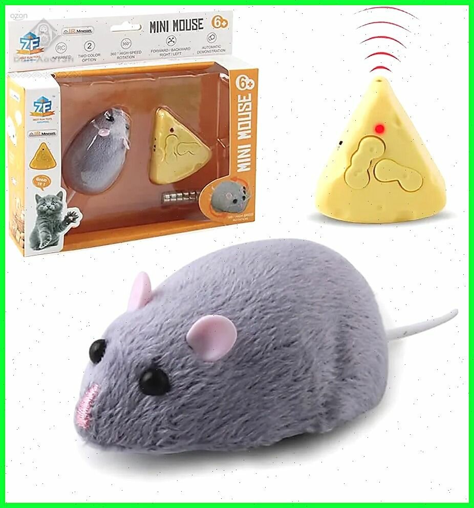 Интерактивная игрушка для кошек Мышь на радиоуправлении, электронная плюшевая мышка с пультом для взрослых котов и котят, для игр и дрессировки