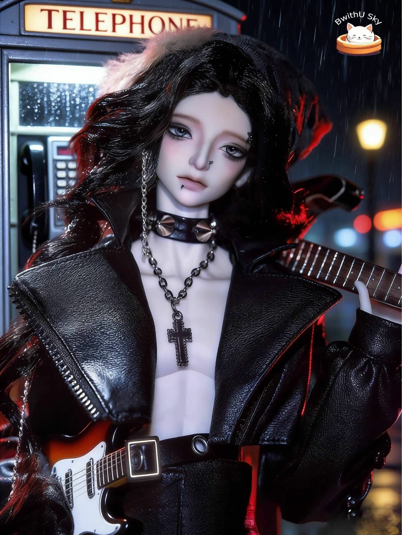 BwithUSky Kaer 1/4 BJD Кукла: Рок-Наряд с Готическими Деталями и Рваной Тканью для Крутого Альтернативного Образа
