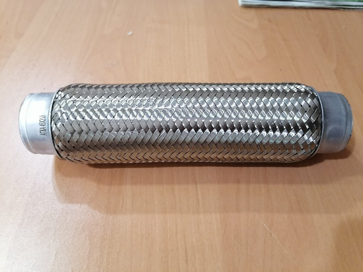 Гофра 3-х слойная INTERLOCK 45 мм х 250 мм для глушителя, нержавеющая сталь