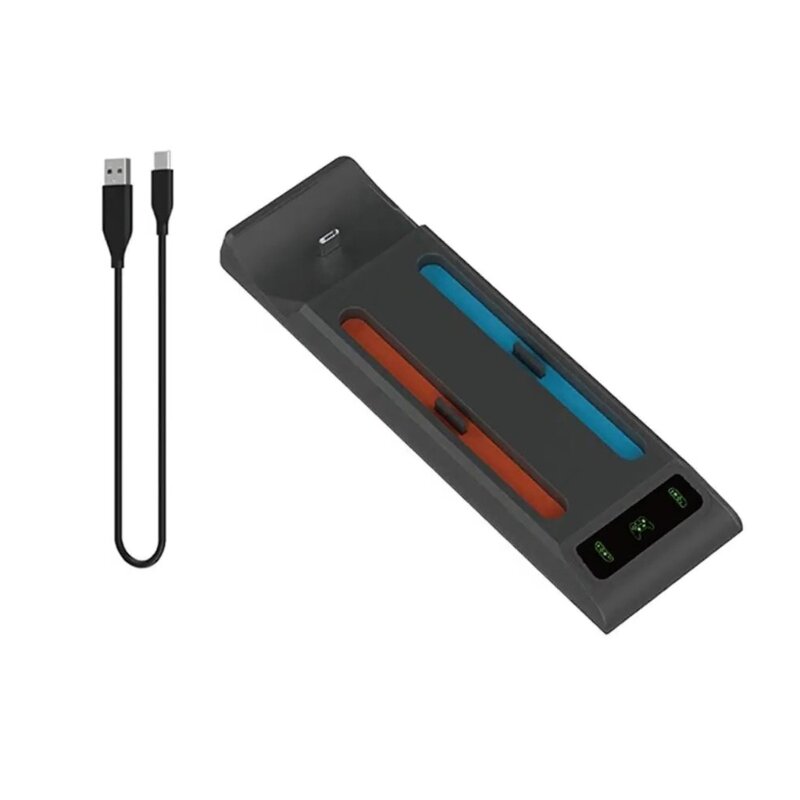 Док-станция для зарядки с двойным контроллером и светодиодными индикаторами из АБС-пластика компактного дизайна, простая в использовании для Switch2