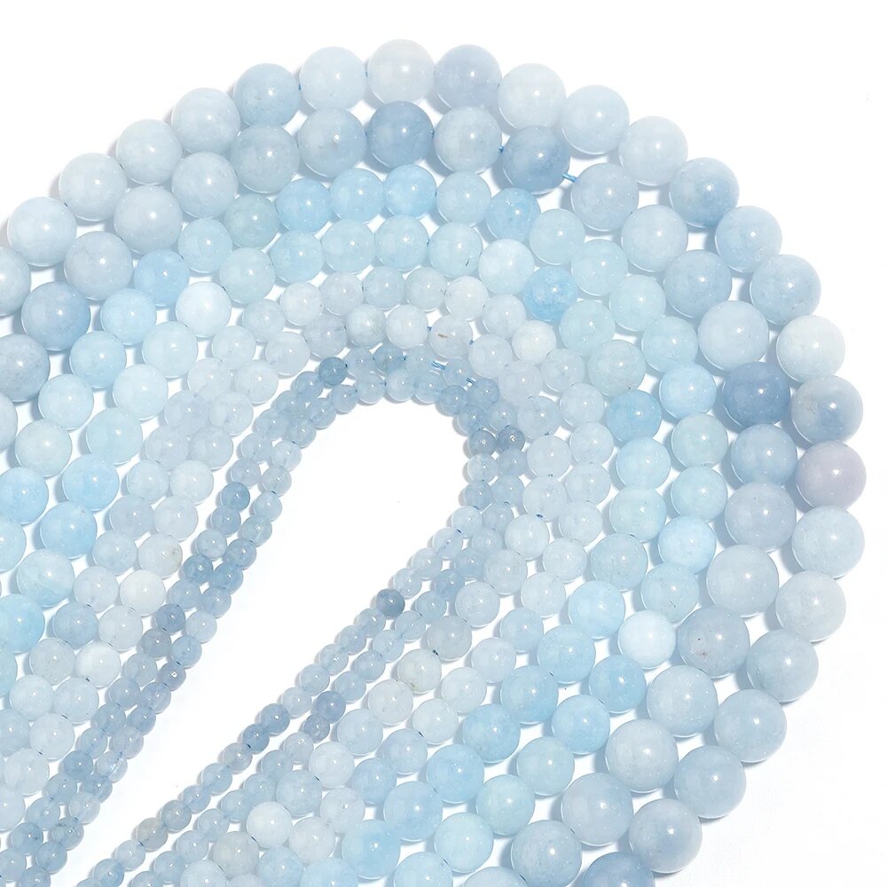 Бусины аквамарина 10 мм, Blue Sapphire, 38 шт