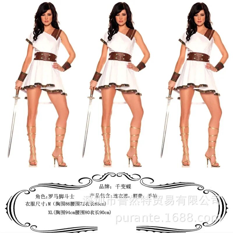 Мужской греческий костюм тога KING Белый, XL, Women Without sword