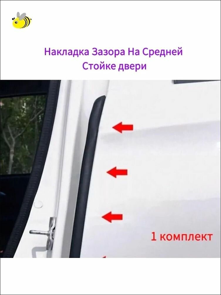 Уплотнитель арт. BZ — накладка на зазор средней стойки двери, 1 комплект, снижение ударов и шума, защита кромки