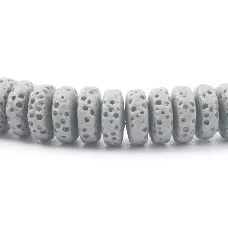 Бусины из вулканической лавы 4x10 мм, серые, 45 шт