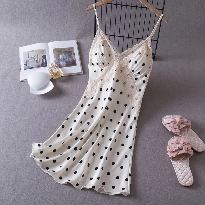 Женское сексуальное нижнее белье Daeyard, атласная ночная рубашка, шелковая рубашка с V-образным вырезом, женское кружевное платье