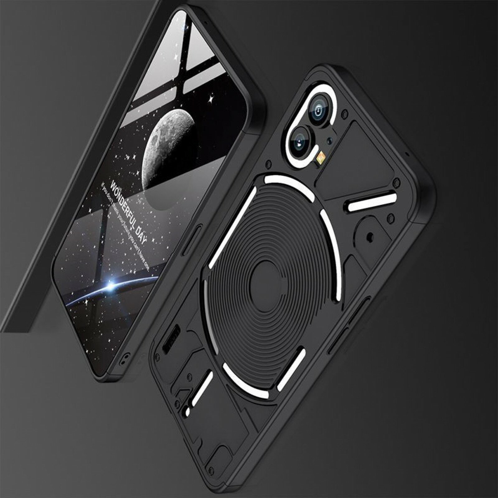 Защитный чехол MyPads для телефона Nothing Phone 1, черный, жесткий поликарбонат