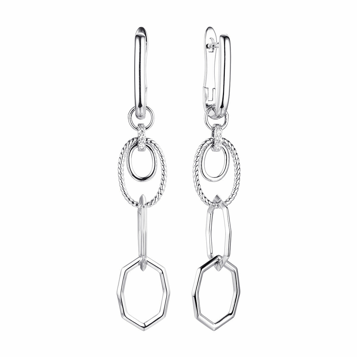 Серьги, серебро, 925 проба, фианит