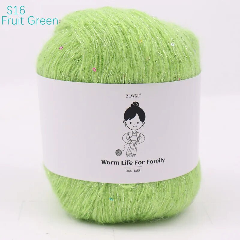 Мохерная пряжа ZLWXL, зеленый, 50г, Color: 16