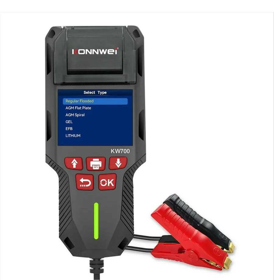 Тестер аккумулятора Konnwei KW700, 12В/24В, 10–2000 ССА, SOH/SOC