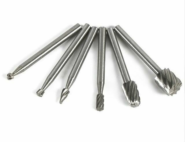 Набор шарошек хвостовик 3мм , 6 шт / Набор борфрез для металла , пластика , дерева Фрезы мини на гравер