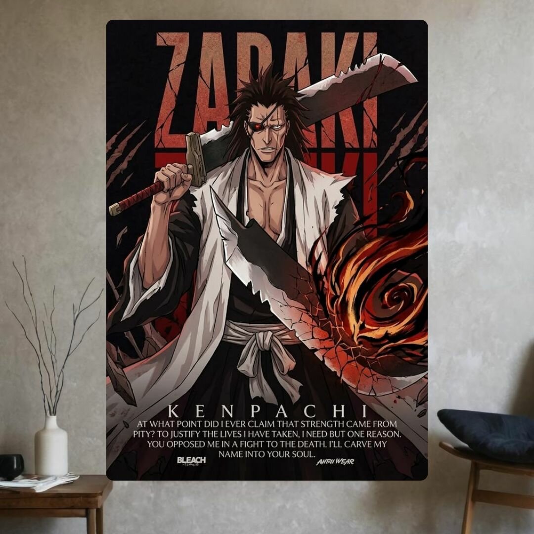 Картина на металле (аниме - Блич) Кенпачи Зараки, 20*30см