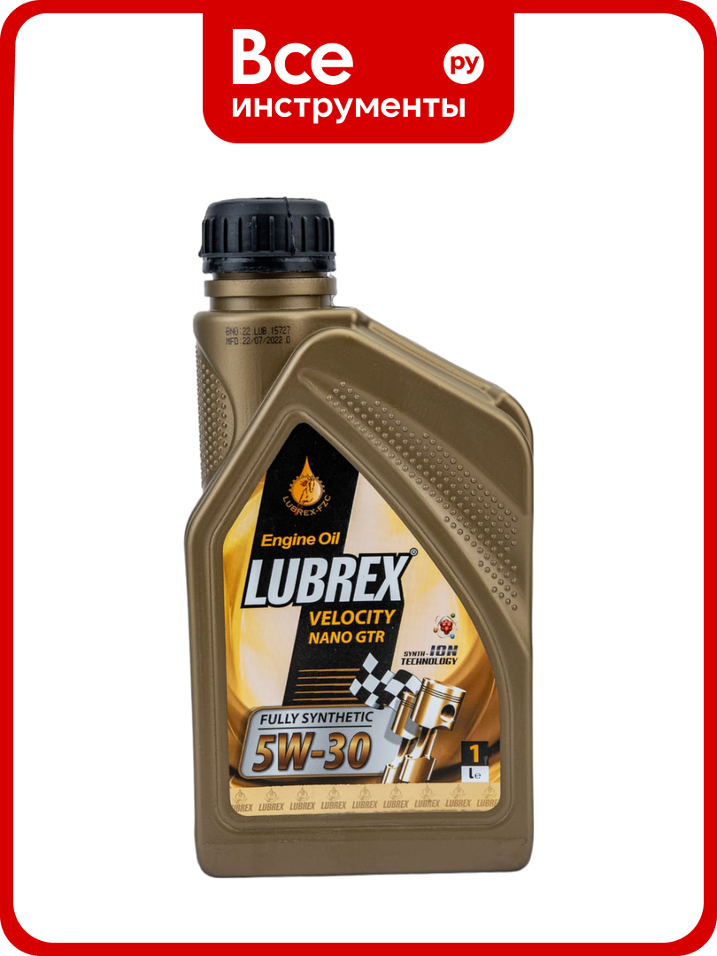 Синтетическое моторное масло LUBREX VELOCITY NANO GTR 5W-30, 1л 863831 – легковые автомобили, низкотемпературный режим
