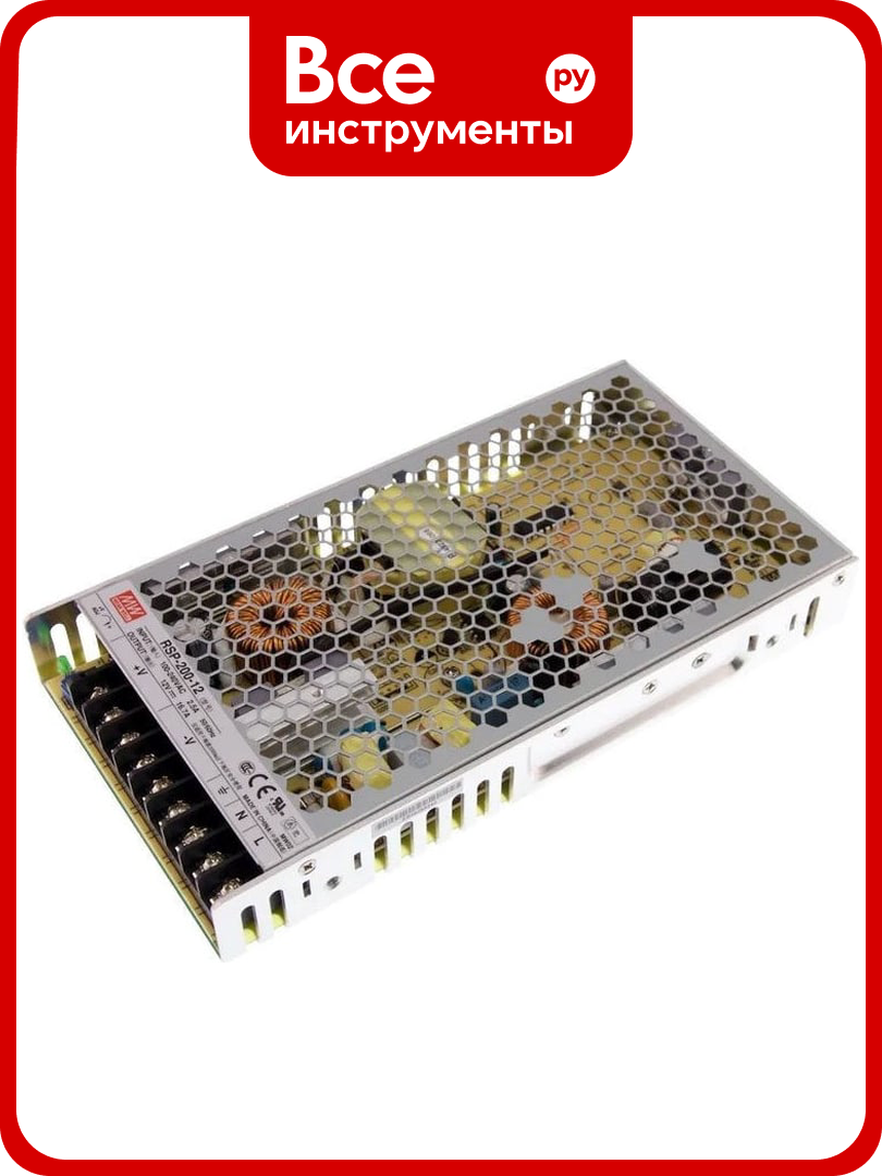 Источник питания Mean Well RSP-200-12, 200Вт, 12В, 16,7А, импульсный, закрытый тип