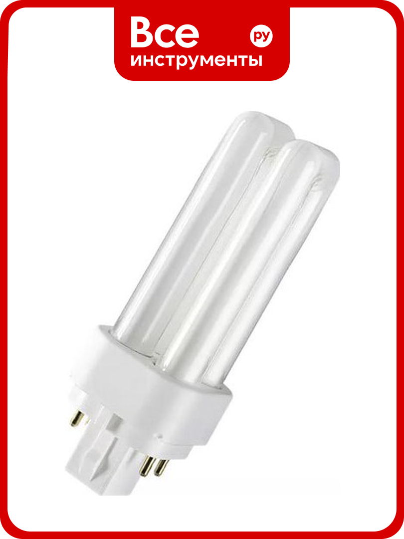 Компактная люминесцентная неинтегрированная лампа Osram DULUX D/E/830 G24Q-3 10X1 трубчатая форма, теплый белый свет
