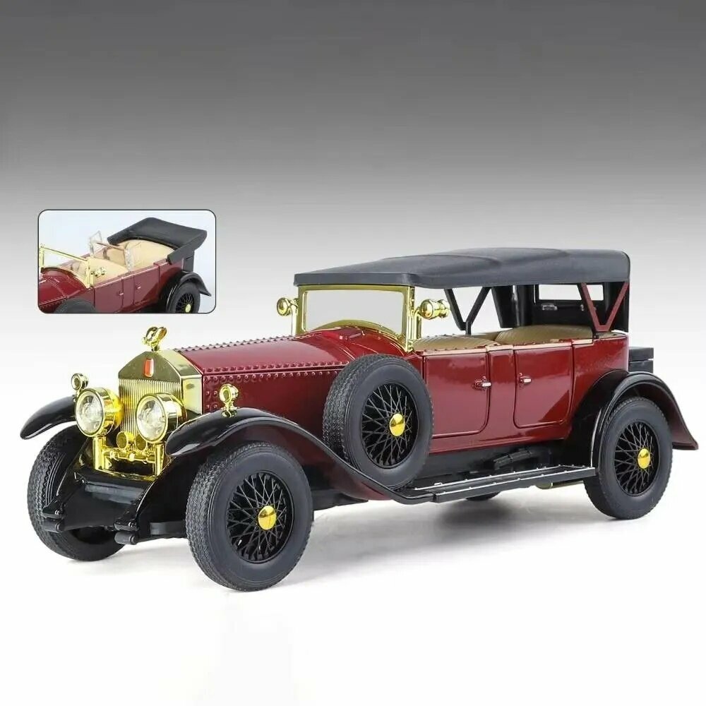 Коллекционирование автомобилей Роллс-Ройс Фантом I Кабриолет (1925-1931), Детские игрушечные модели автомобилей 1:24 Rolls Royce Phantom I 1925 Luxury classic retro, Модель сплава, Со звуком и светом