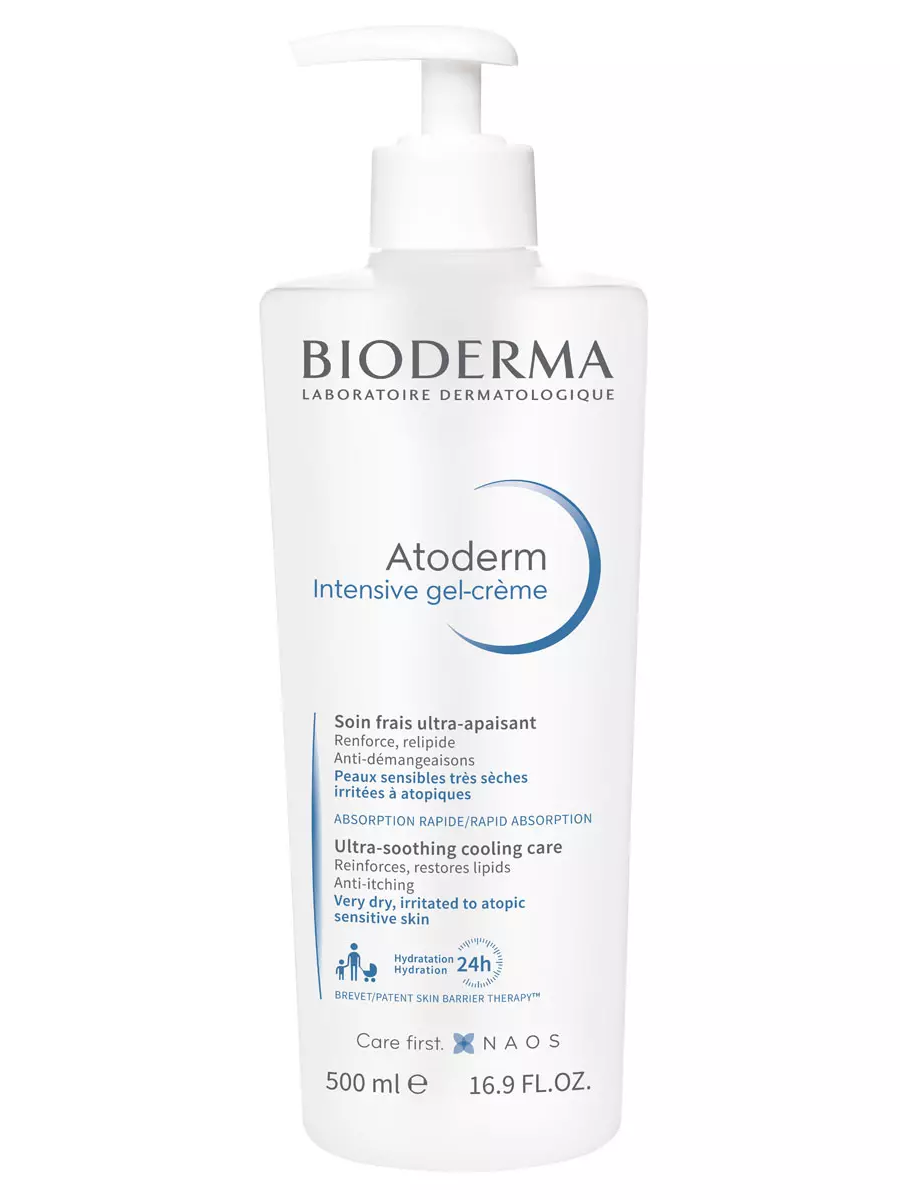 Гель-Мусс Bioderma Atoderm Intensive Gel Moussant для атопичной сухой и чувствительной кожи лица и тела, 500 мл