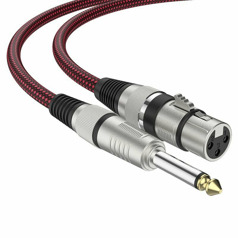 Кабель микрофонный MyPads XLR - Jack 6.35 шнур для караоке, микшера, для мероприятий синий 3 метра