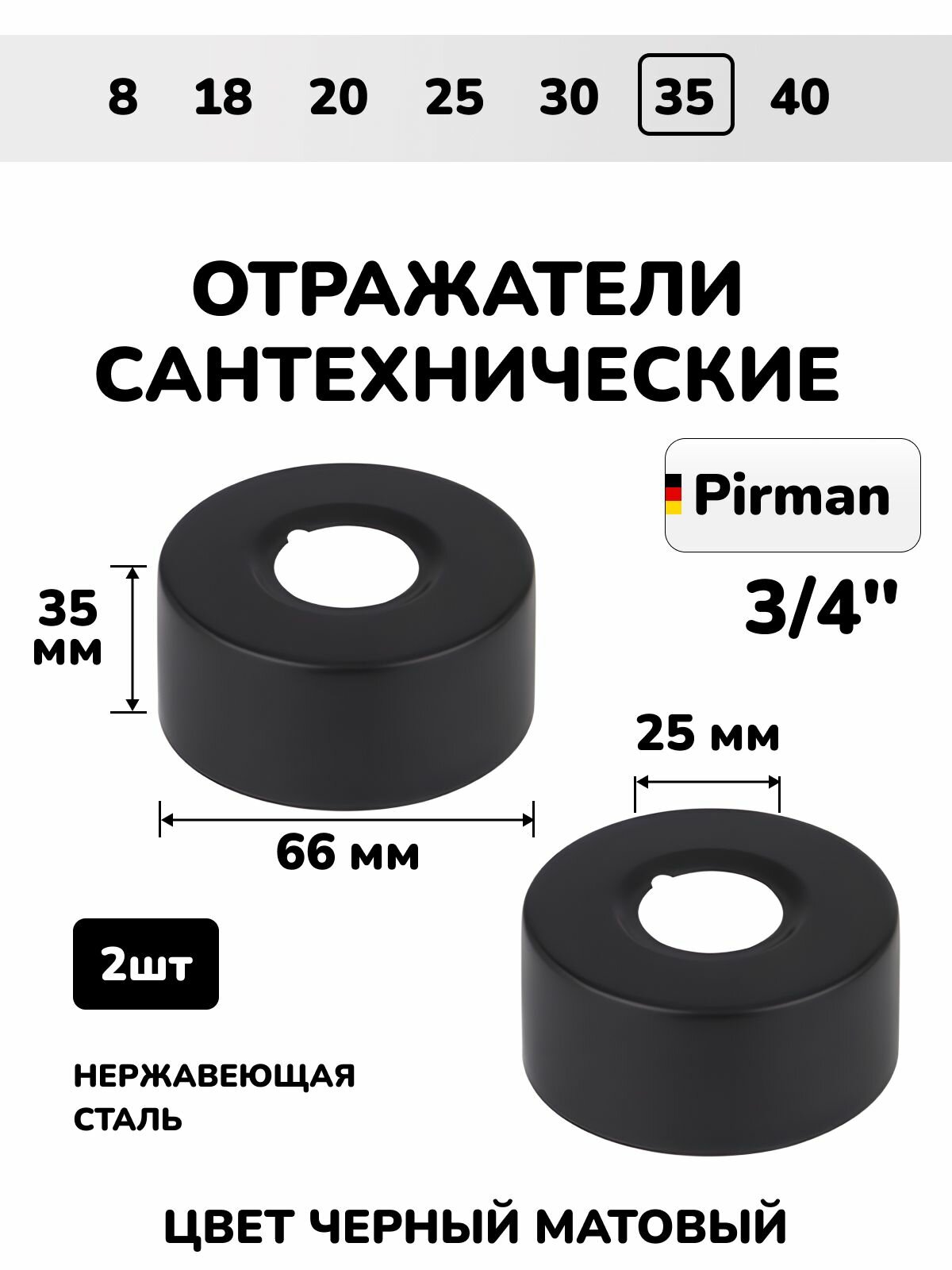 Отражатель для смесителя и полотенцесушителя сантехнический глубокий черный круглый 3/4, 2шт. отражатель для смесителя заглушка для смесителя сантехническая заглушка