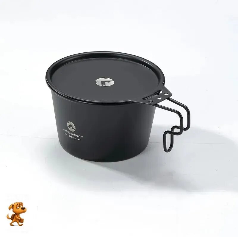 CAMPINGMOON глубокая кружка Sierra Cup 600 мл с крышкой покрытие оксид титана черный BKS369+BKSG