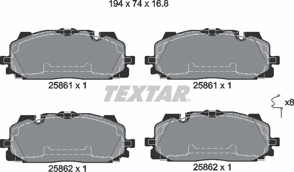 Колодки передние AUDI A4 A5 S5 A8 Q5 Q7 2016- VOLKSWAGEN Toureg 2018- TEXTAR 2586101