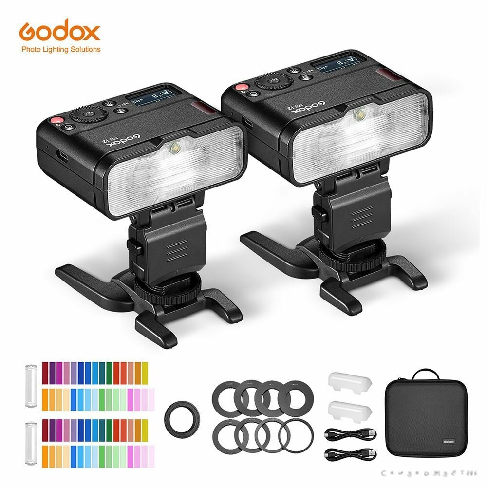 Godox MF12-K2 Macro Flash 2 Light Kit Mini Speedlite Встроенная вспышка Godox X System TTL Flash + цветной фильтр для макросъемки