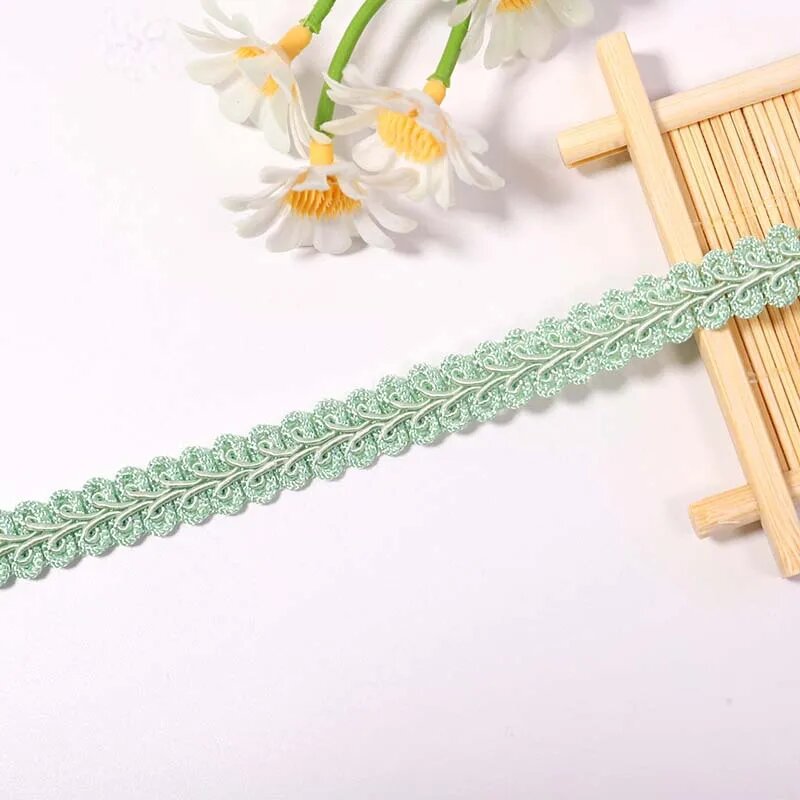 Кружевная лента полиэстер 12 мм 2/4 ярда Зеленый, Зеленый, light green, 12mm 2yards